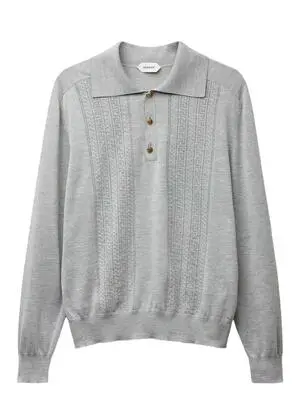 Versace Silk-cotton Knit Polo - Grey