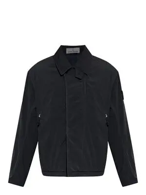 Stone Island Insulated Jacket With Classic Collar And Zip Closure - Black