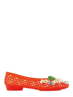 HEAVENLY JELLY Embellished Cut-out Ballet Flats - Red