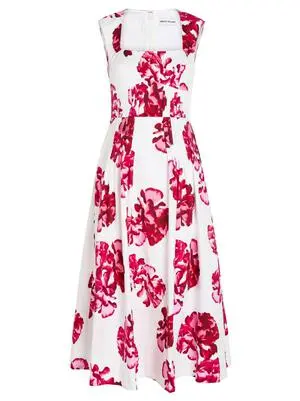 Rebecca Vallance Floral Print Stretch Cotton-poplin Midi Dress - Multicoloured