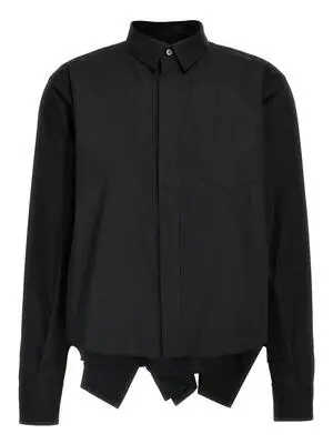 Sacai Poplin Long-sleeved Shirt With Back Flounces - Black