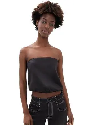 Lioness Muse Strapless Bubble Hem Top - Noir