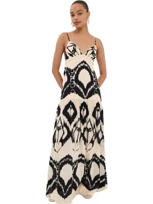 Johanna Ortiz Zea Palm Maxi Dress - Ecru/black