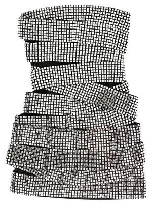 AREA Disco Ball Mini Dress - Silver