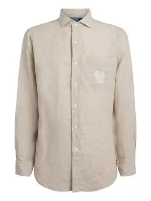 Polo Ralph Lauren X Wimbledon Linen Logo Crest Shirt Beige