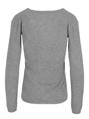 LA ROSE V-neck Cashmere Cardigan - Grey