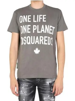 Dsquared2 Slogan Print Crewneck T-shirt - Gray