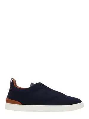 Zegna Triple Stitch Wool Sneakers - Black