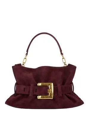 Balmain Medium Suede Shoulder Bag - Red