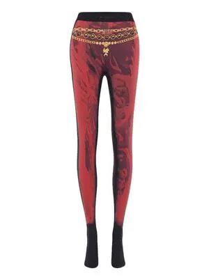 MARINE SERRE Printed Jersey Leggings - Red