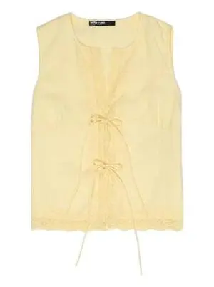 BIMBA Y LOLA Bimba Y Lola Sleeveless Lace Trimmed Linen Shirt