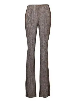 CALA DE LA CRUZ Metallic Flared Pants - Brown
