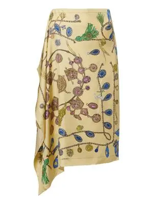 Versace Printed Silk Twill Wrap Skirt - Yellow