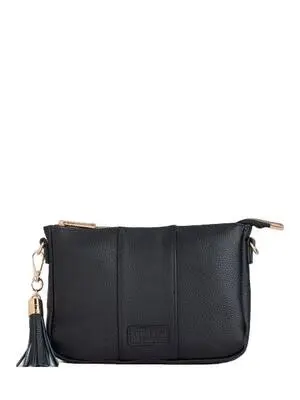 POM POM LONDON City Slim Crossbody Bag - Black