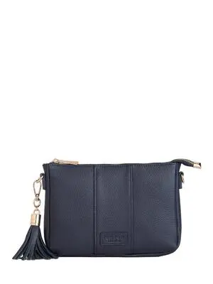 POM POM LONDON City Slim Crossbody Bag - Navy
