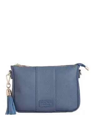 POM POM LONDON City Slim Crossbody Bag - Slate Blue