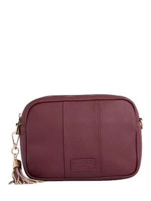 POM POM LONDON Pom Pom London City Duo Crossbody Bag Dark Maroon