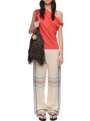 Bimba Y Lola Linen Knot-neckline Top - Coral