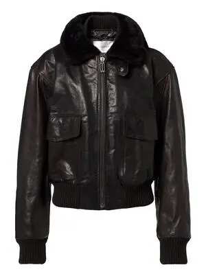 Victoria Beckham Victoria Beckham Shearling-Trimmed Leather Jacket Black