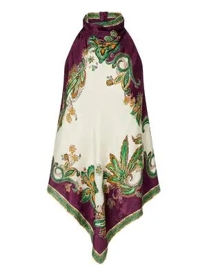 ALEMAIS Ruthie Floral Halterneck Top - Purple