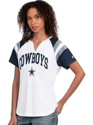 STARTER Dallas Cowboys Game On Notch Neck T-shirt - White