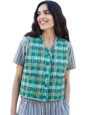 Ace & Jig Reversible Quilted V-neck Vest - Garden