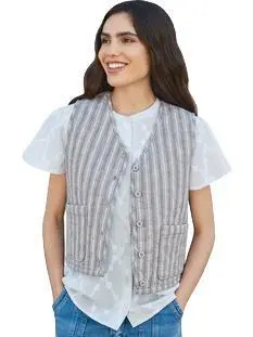 Ace & Jig Reversible Quilted V-neck Vest - Scribble
