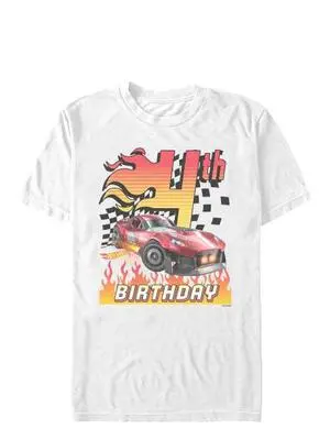 HOT WHEELS Gt Scorcher 4th Birthday Graphic T-shirt - White