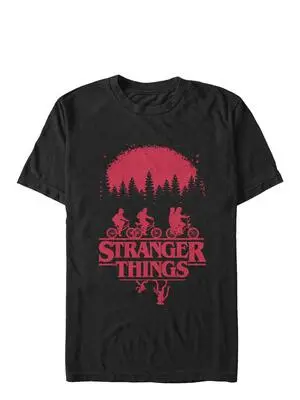 STRANGER THINGS Netflix Upside Down Poster Short Sleeve Graphic T-shirt - Black