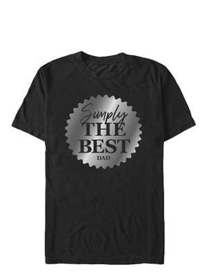LOST GODS Simply The Best Dad Badge Short Sleeve Graphic T-shirt - Black