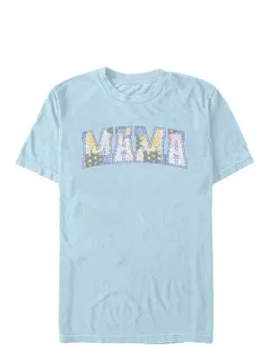Disney Mama Collegiate Fabric Pattern Graphic T-shirt - Light Blue