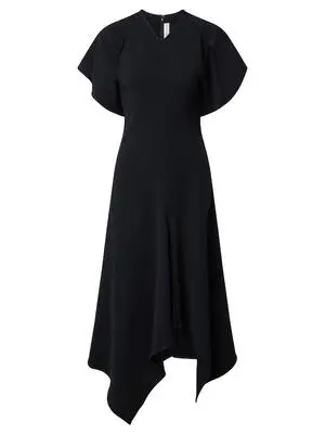 Victoria Beckham Asymmetric Draped Cady Midi Dress - Black