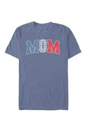 MINNIE MOUSE Mom Three Collegiate Patterns Graphic T-shirt - Blue Jean