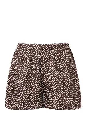 Asceno Franca Polka-dot Silk Charmeuse Shorts - Brown