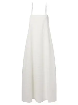 Asceno Checked Linen And Cotton Maxi Dress - White