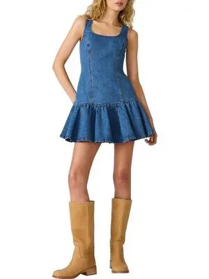 Steve Madden Tiered Denim Minidress - Imperial Blue