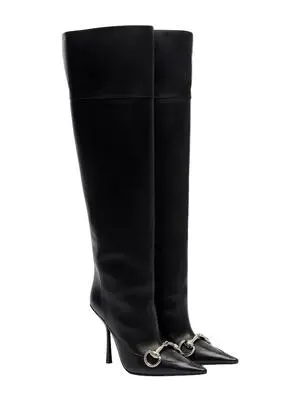 Gucci Boulevard Horsebit Leather Knee-high Boots - Black
