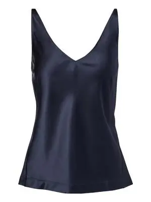 Dorothee Schumacher Sense Of Shine Silk-blend Satin Top - Blue