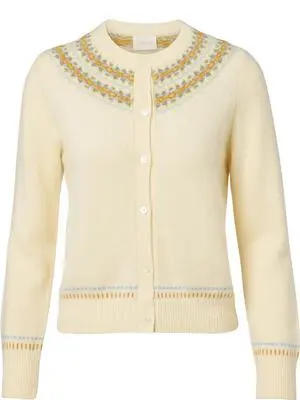 DÔEN Olympe Fair Isle Wool-blend Cardigan - Yellow