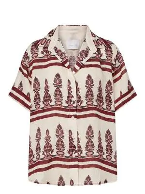 Johanna Ortiz Johanna Ortiz Printed Linen Shirt Beige