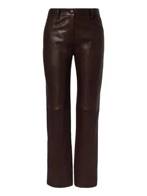 Magda Butrym Straight Leg Leather Pants - Brown