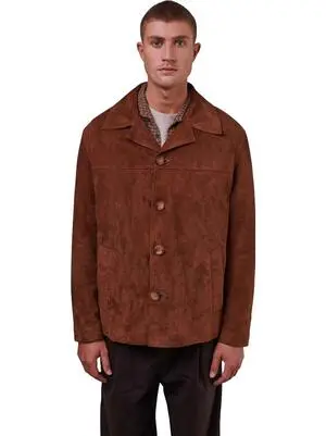 FURNIQ UK Charlie Suede Shirt Jacket - Chestnut