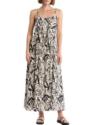 Sam Edelman Sleeveless Floral Print Maxi Dress - Black/cream