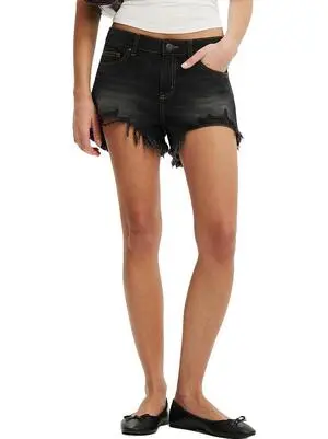 COTTON ON Saturday Low Rise Denim Cutoff Shorts - Drift Black