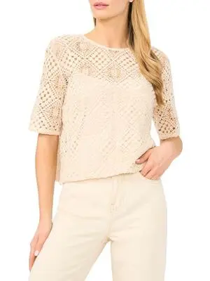 Ted Baker London Waverly Openwork Knit Top - Natural