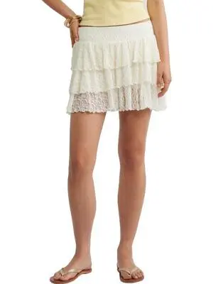 Bp. Lace Tiered Mini Skort - Ivory