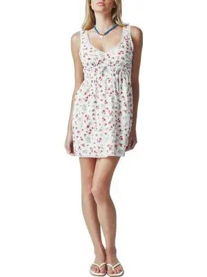 FLORENCE BY MILLS Ditsy Floral Lace Trim Mini Dress - White/cayenne