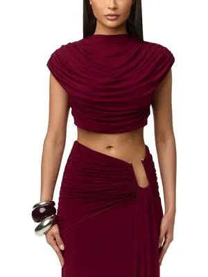 Naked Wardrobe Smooth Draped Crop Top - Sangria
