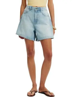 COTTON ON High Waist '90s Denim Shorts - Laurel Blue