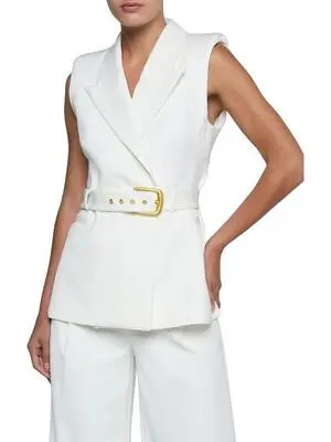 L'Agence Emerly Belted Vest - White